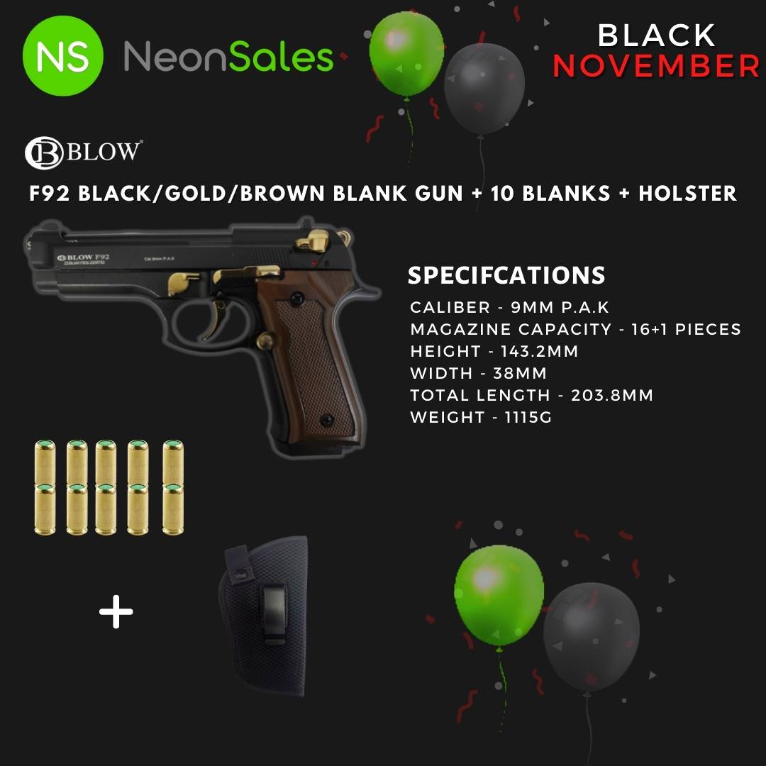 BLOW F92 BLANK GUN - BLACK/GOLD/BROWN – iWholesale